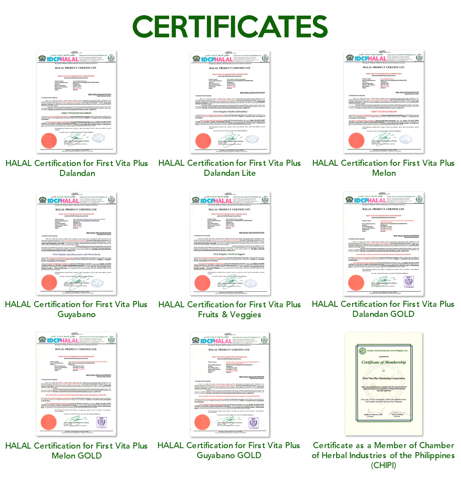 First Vita Plus Certificates